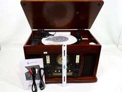 Innovative Technology Wooden Media Center with Bluetooth & Turntable ...