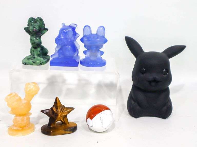 Carved Crystal and Stone Pokemon figures - Some with Labels - Bunting ...