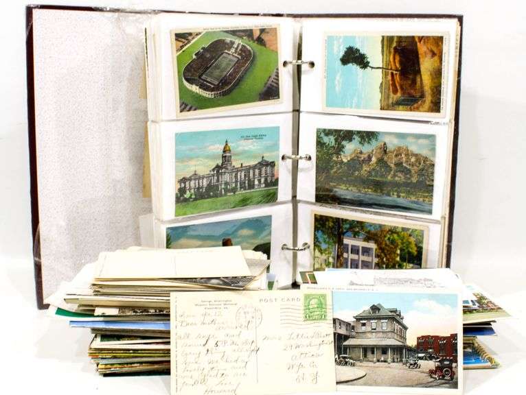Scrapbook Filled with Vintage Pictures & Postcards of Travels to Places ...