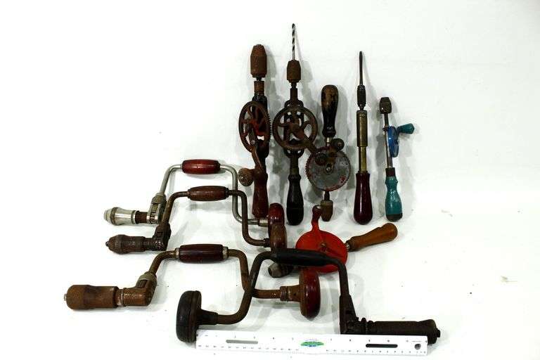 Vintage Hand Tools: Hand Augers, Spiral Push Drill, Hand Crank Drills ...