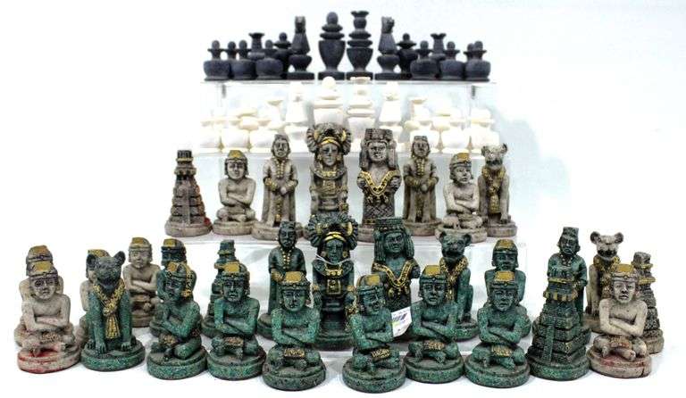 Vintage Chess Pieces: Aztec Spanish Conquistadors Mexican Chess Pieces ...