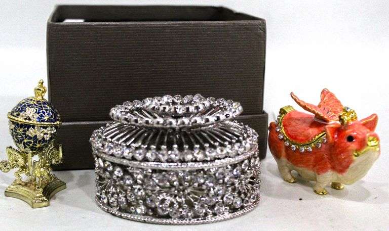 Olivia Riegel Round Trinket Box - and - Karne Kopal Blue Faberge Egg ...