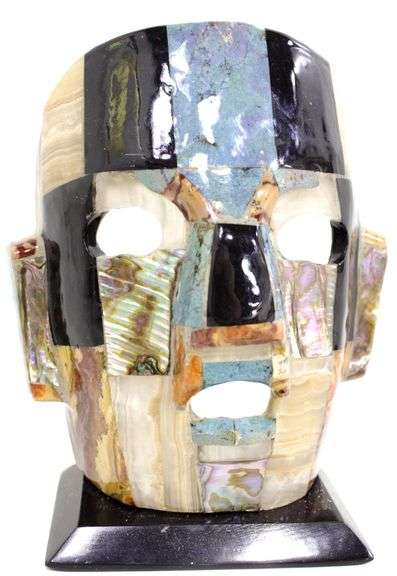 Mayan Death / Burial Mask Hand Crafted of Mother of Pearl, Onyx ...