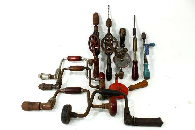 Vintage Hand Tools: Hand Augers, Spiral Push Drill, Hand Crank Drills ...