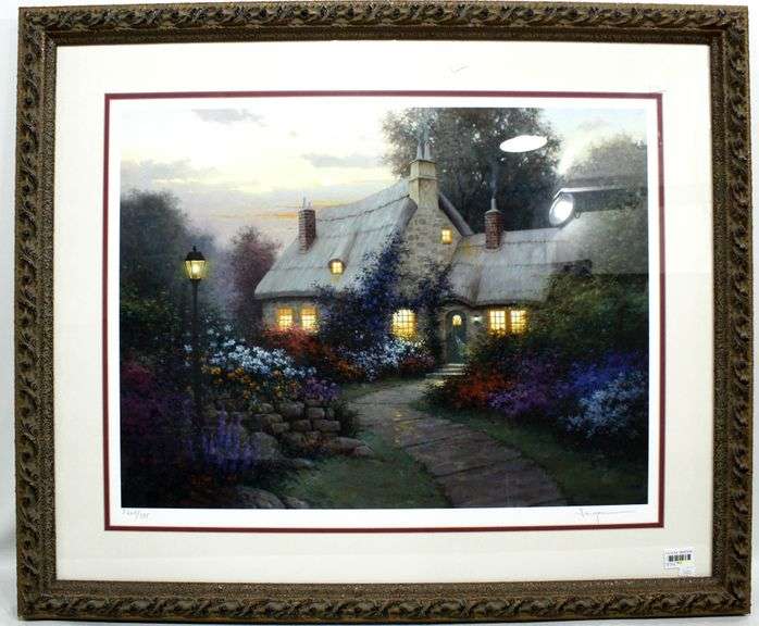 Signed and Numbered 208/375 Limited Edition "Sunset Cottage" by Sergon ...