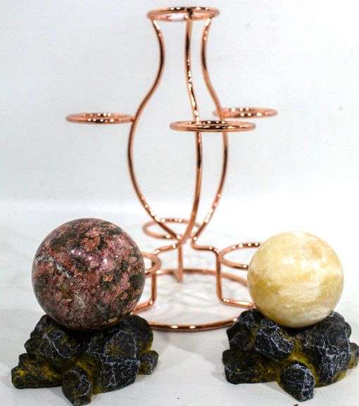 Polished Mineral Specimen Orbs and Display Stands - Bunting Online Auctions