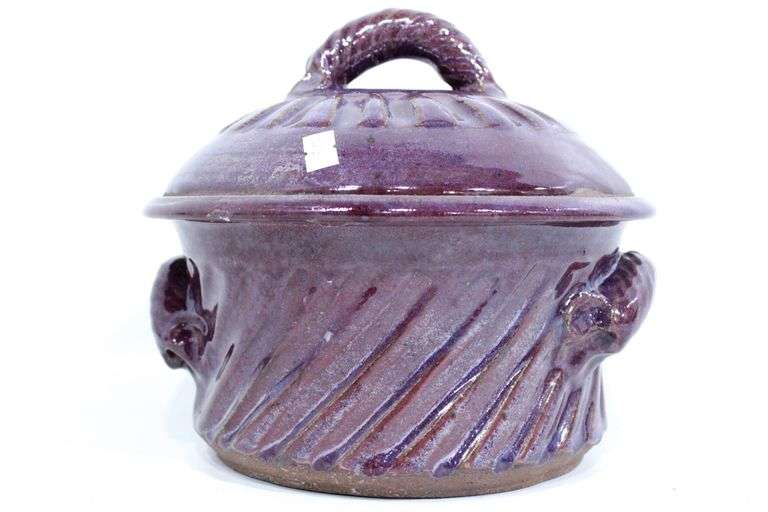 Signed - Studio Pottery Covered Apple Baker - 9 x 7 - Bunting Online Auctions