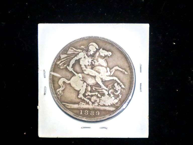 1889 " Old Victoria head " British Crown Silver Coin , From the days ...