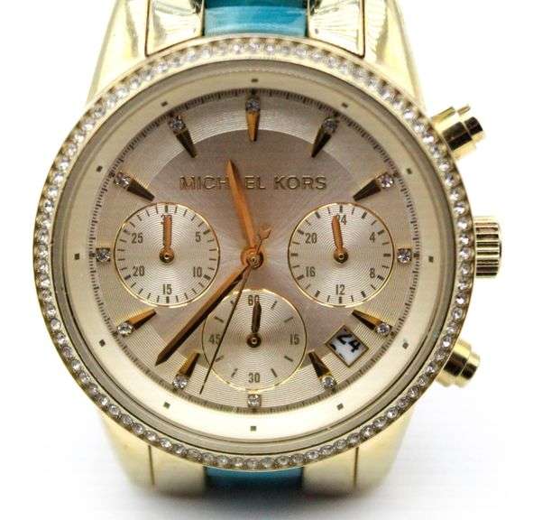 Michael Kors MK6308 Chronograph Quartz Gold Two Tone Dial Watch ...
