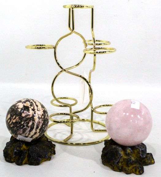 Polished Mineral Specimen Orbs and Display Stands - Bunting Online Auctions