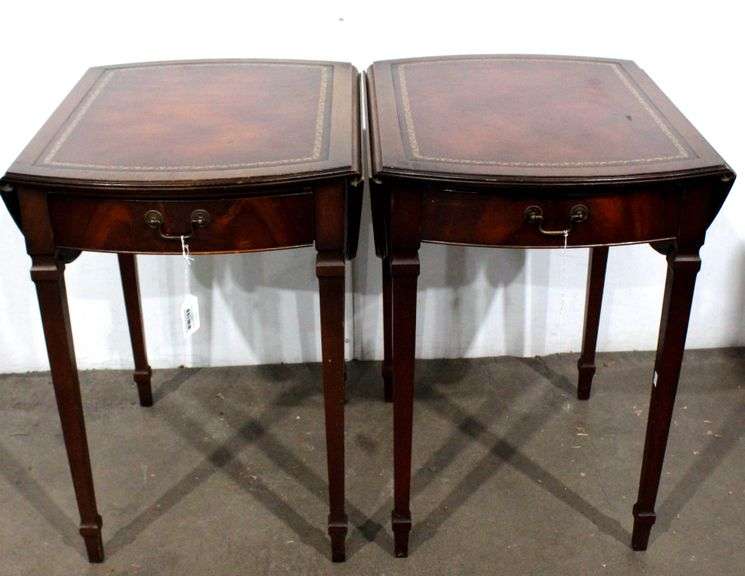 Mahogany & Embossed Leather Top Tables - West India Mahogany (Intact ...