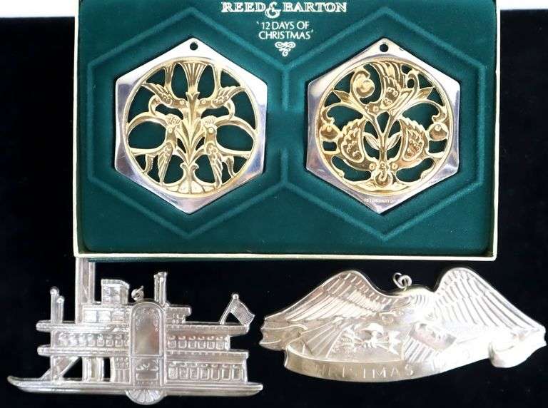 Gorham Sterling Silver Christmas Ornaments 1989 and 1985, Reed and ...
