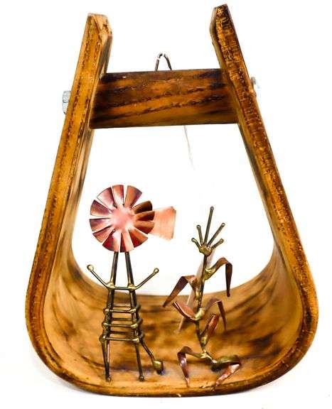 Vintage Wooden Stirrup with Metal Craft Figurines - Bunting Online Auctions