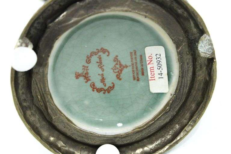 Mark Roberts - Marked - Porcelain Bird and Flowers on a Bronze Stem ...