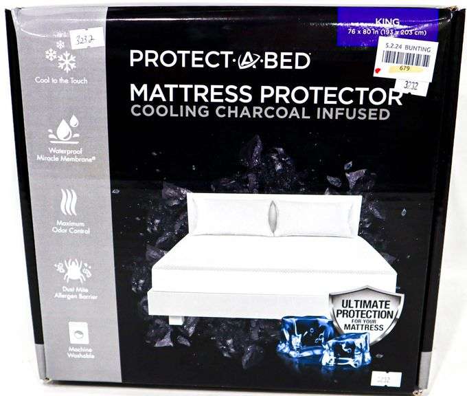 Protect-A-Bed King Size Mattress Protector Cooling Charcoal Infused ...