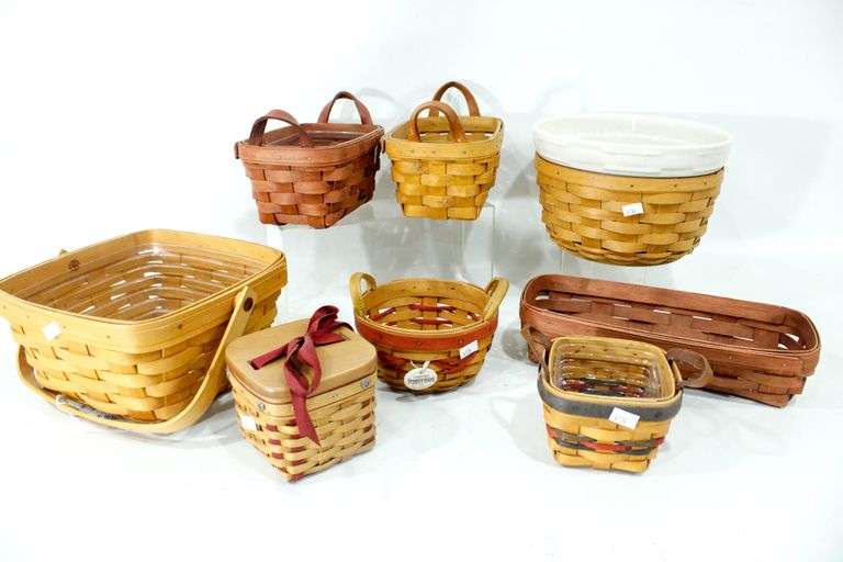 Longaberger Handwoven Baskets - Some Lined with Handles and Lid ...