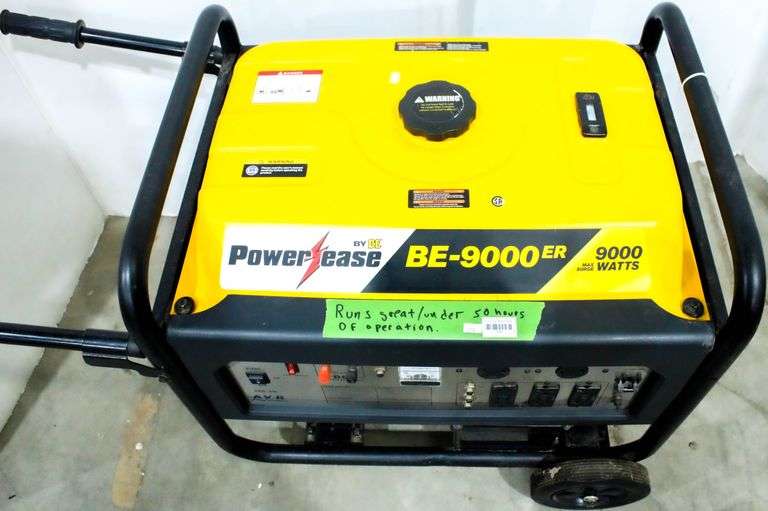 Power Ease BE-9000ER 9000 Watts Generator - Consignor contributes "Runs ...