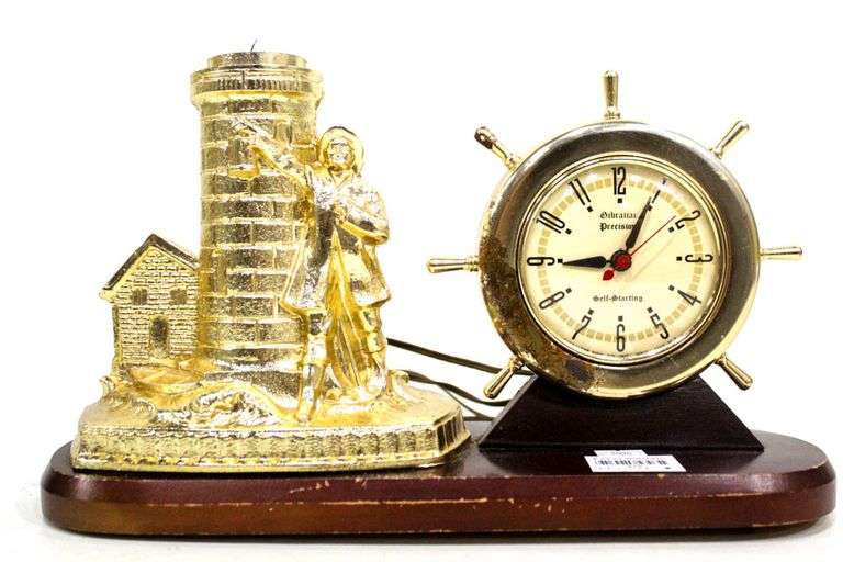 Working Vintage Ships Wheel & Lighthouse Clock, 1940s Gibraltar ...
