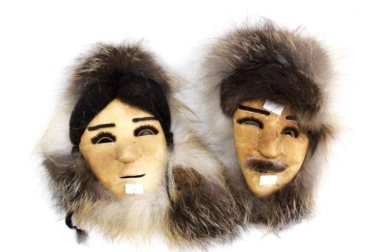 Vintage Native Alaskan Fur Hide Masks - Bunting Online Auctions