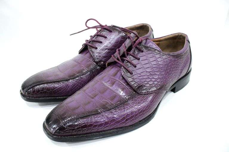 Alberto Fellini Men's Purple Alligator Crocodile Print Oxford Fashion ...