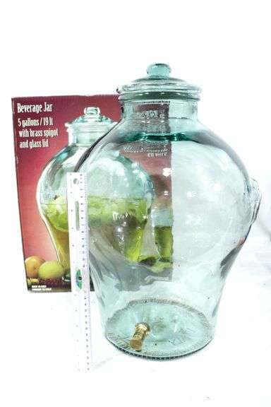 Beverage Jar - 5 Gallon Glass Jar with Spigot and Lid - Bunting Online ...