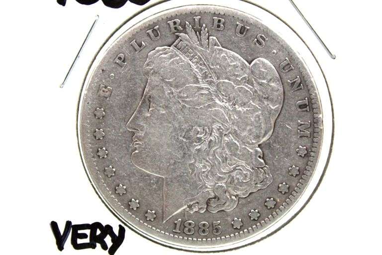 1885 "S" Morgan Silver Dollar , Marked Scarce , VERY Low mintage ...