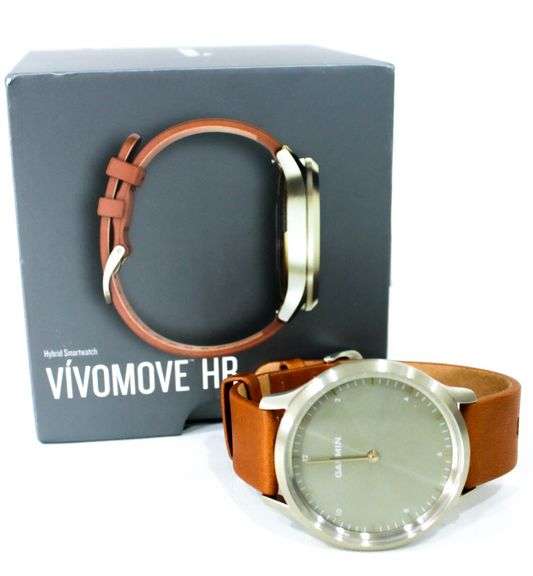 Garmin Vivomove HR Premium Hybrid Smartwatch with Hidden Digital ...