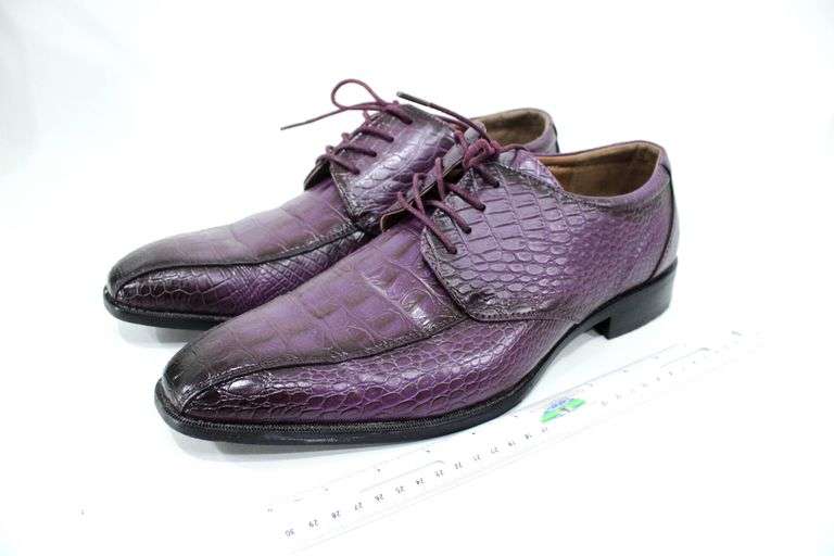 Alberto Fellini Men's Purple Alligator Crocodile Print Oxford Fashion ...