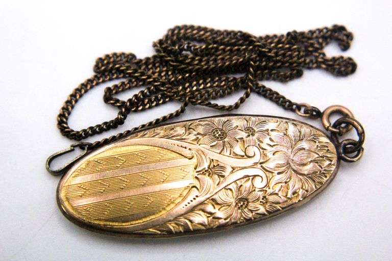 Edwardian JMF & Co Gold Locket on a Fob Chain. - Bunting Online Auctions