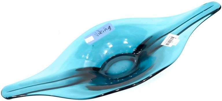 MCM Viking Glass - Epic Line - "Bluenique" Oval Deep Centerpiece ...