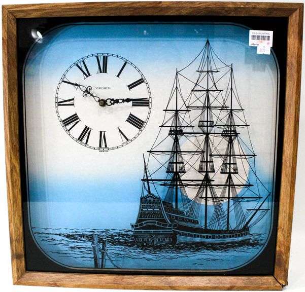 Verichron Sailing Ship Wall Clock - 19 x 19 - Bunting Online Auctions
