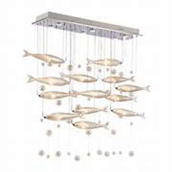LED Clear Glass Fish Chandelier Light Crystal Pendant Lamp Restaurant ...