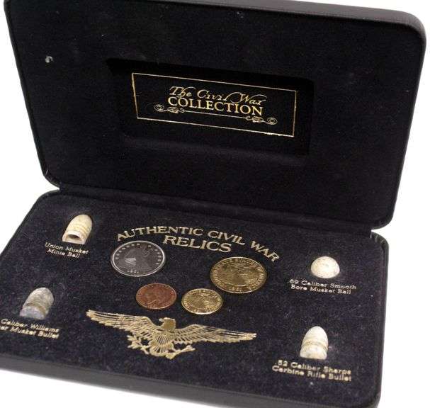 Authentic Civil War Relics Collection in Case - Actual Mementos ...