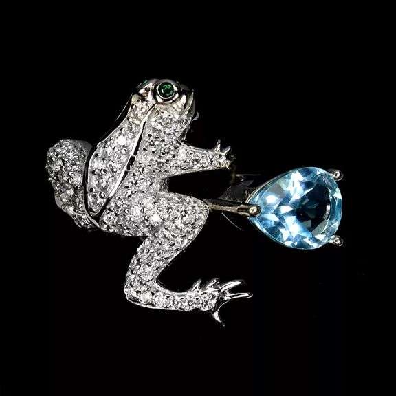 Topaz (tested) & Sterling Silver Frog Ring. Size 9. - Bunting Online ...