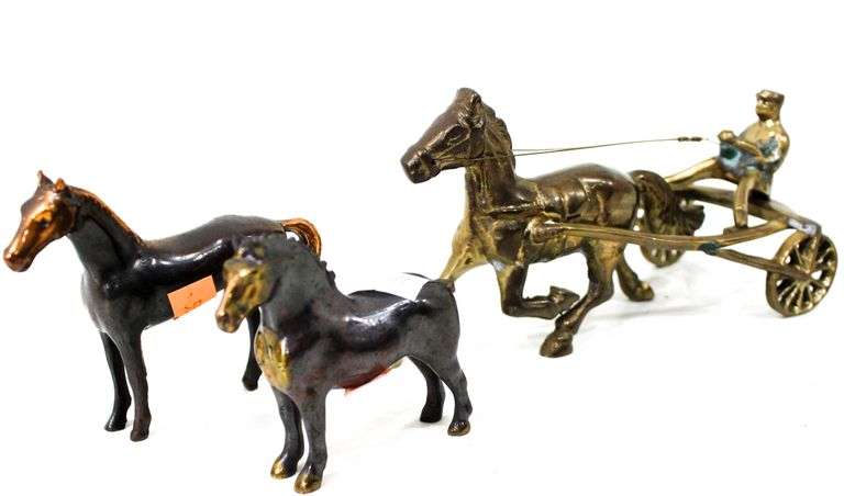 Brass Harness Racing Horse & Cart Figurine Made in Taiwan Republic of ...