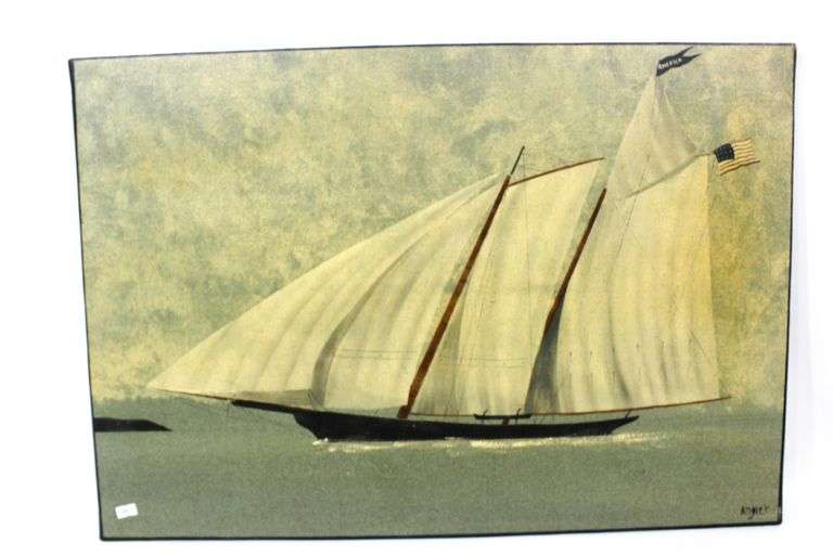 "Yacht America" by Hope R. Angier (Camden, Maine) - Signed - 29 x 20 ...