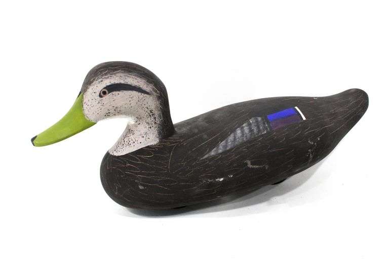 Hand carved Black Duck Decoy , Marked " Jim Pierce Hd. Grace MD " Also ...