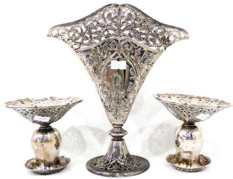 Godinger Silver Art Co. Silver Plate Fan Vase - and - Complimenting ...