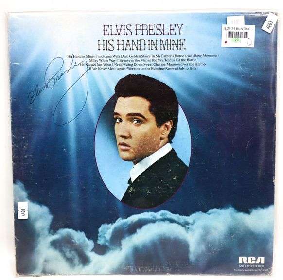 Elvis Presley signed album cover , " Elvis Presley , His hand in Mine ...