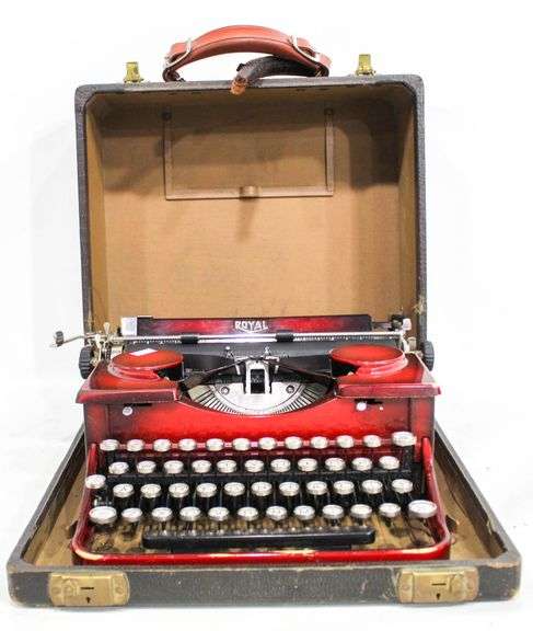 Vintage 1930s Royal Manual Portable Metal Typewriter in Red with Case ...