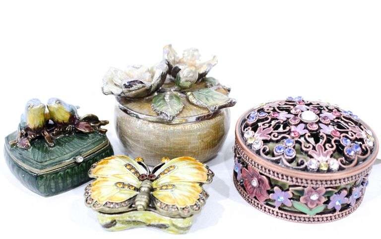 Enamel and Crystals Trinket Boxes - Includes Blue Room Spode - Bunting ...