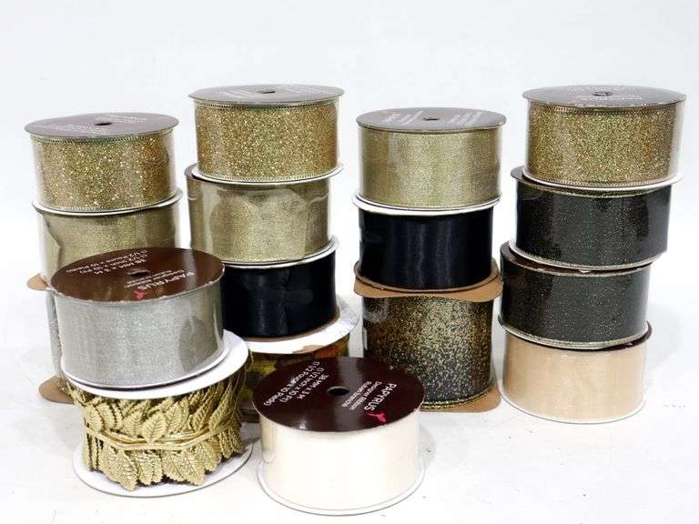 Designer Ribbon Rolls in Colors of Gold Silver and Black - Bunting ...