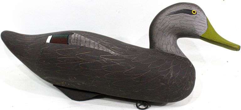 Hand carved Black Duck Decoy , Marked " R. Madison Mitchell 1963 ...