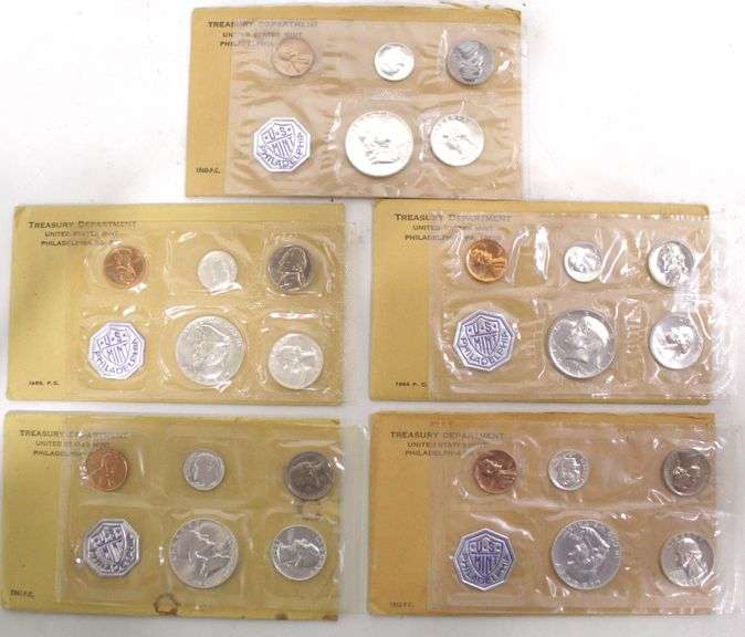 SILVER United States Proof sets , 1960 - 1964 , 5 items - Bunting ...