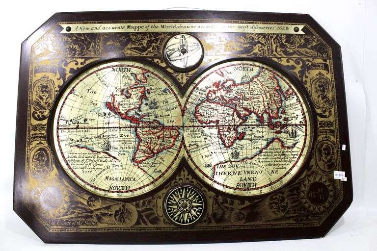 Artistic Interpretation of 1628 World Map - Map Art - 31 x 44 - Bunting ...