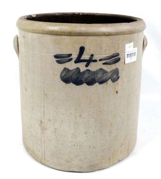 Antique Stone Pottery Crock. 11"x12" - Bunting Online Auctions