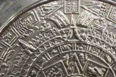 Mexican Alpaca Silver Aztec Mayan Abalone Shell Calendar Plate. Makers ...