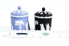 Vintage Wedgewood Jasperware Lidded Jars, Neo-Classical Relief in White ...