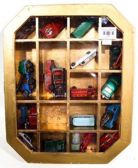 Wooden Single Glass Door Display Case Filled with Vintage Mini Cars ...