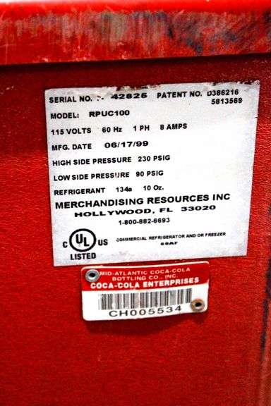 Vintage 1999 Coca-Cola Machine Model RPUC100 Glass Door Commerical ...